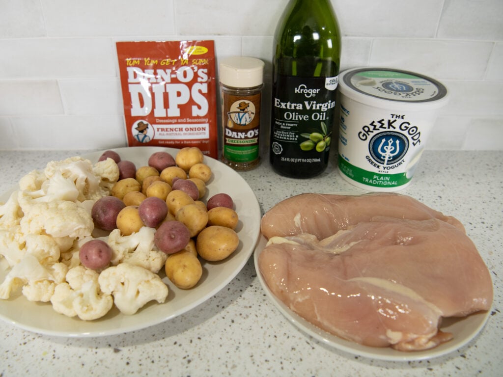 Chicken and Roasted Veggies with French Onion Dip - Dan-O's Seasoning