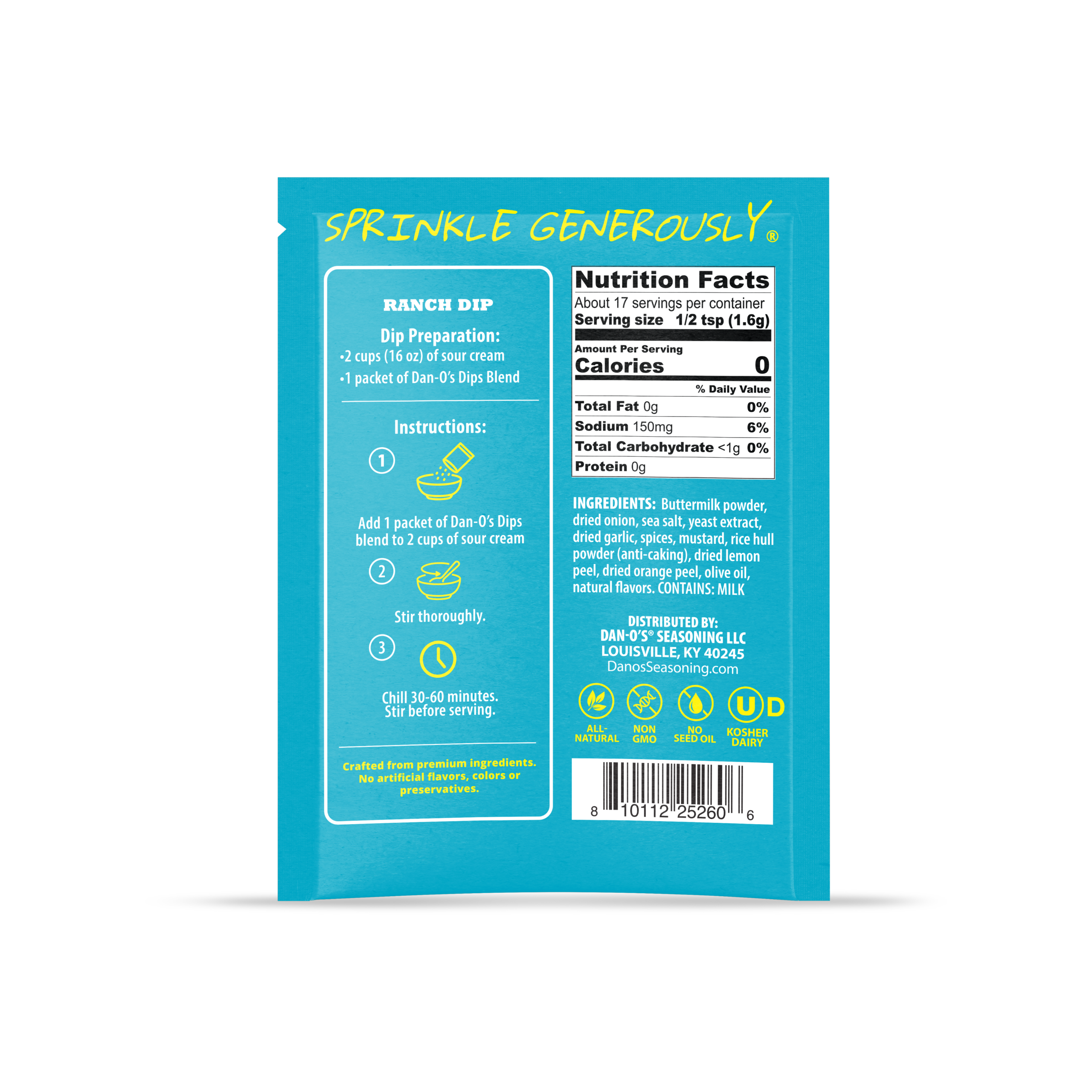 Ranch Dip Mix Packet - Dan-O's Seasoning